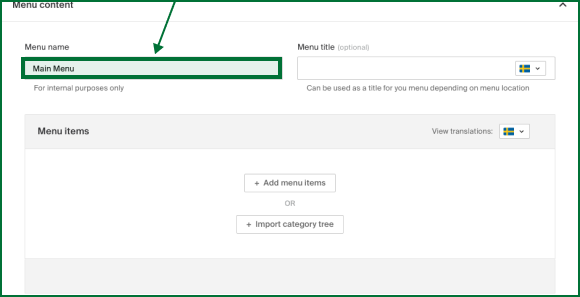 Create and edit a menu with the menu editor