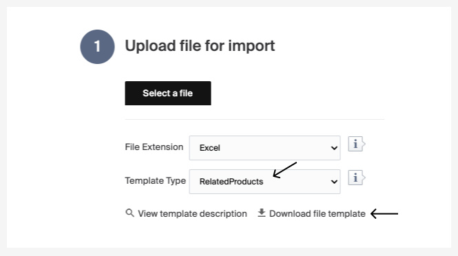 Import template for related products